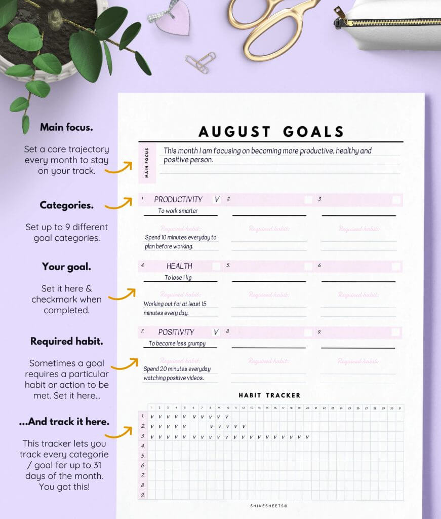 FREE Printable Monthly Goal Planner To Help You Plan & Track Your Goals ...