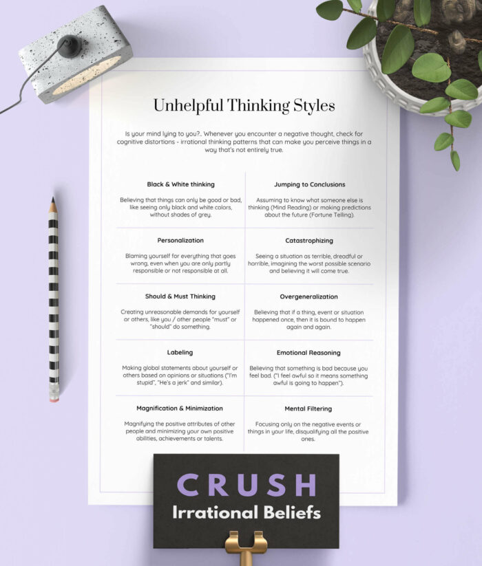 FREE Printable Thought Workbook For Less Anxiety And More Calm ...