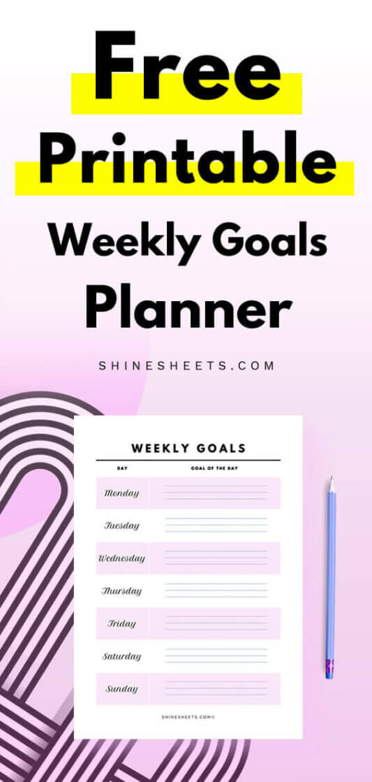 FREE Printable Weekly Goals Planner | ShineSheets - Elevate Your Life